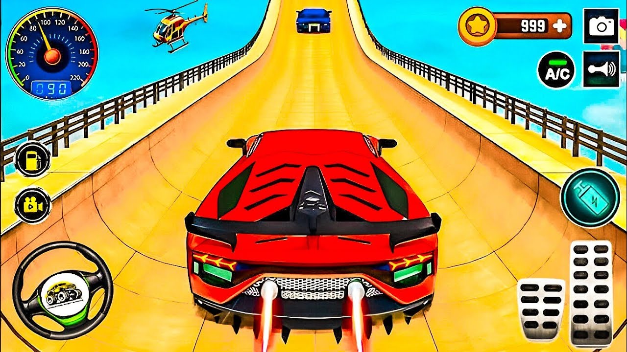 Ramp Red Car Racing Flyover 3D Gameplay _ Android || Ramp Car Stunts ...