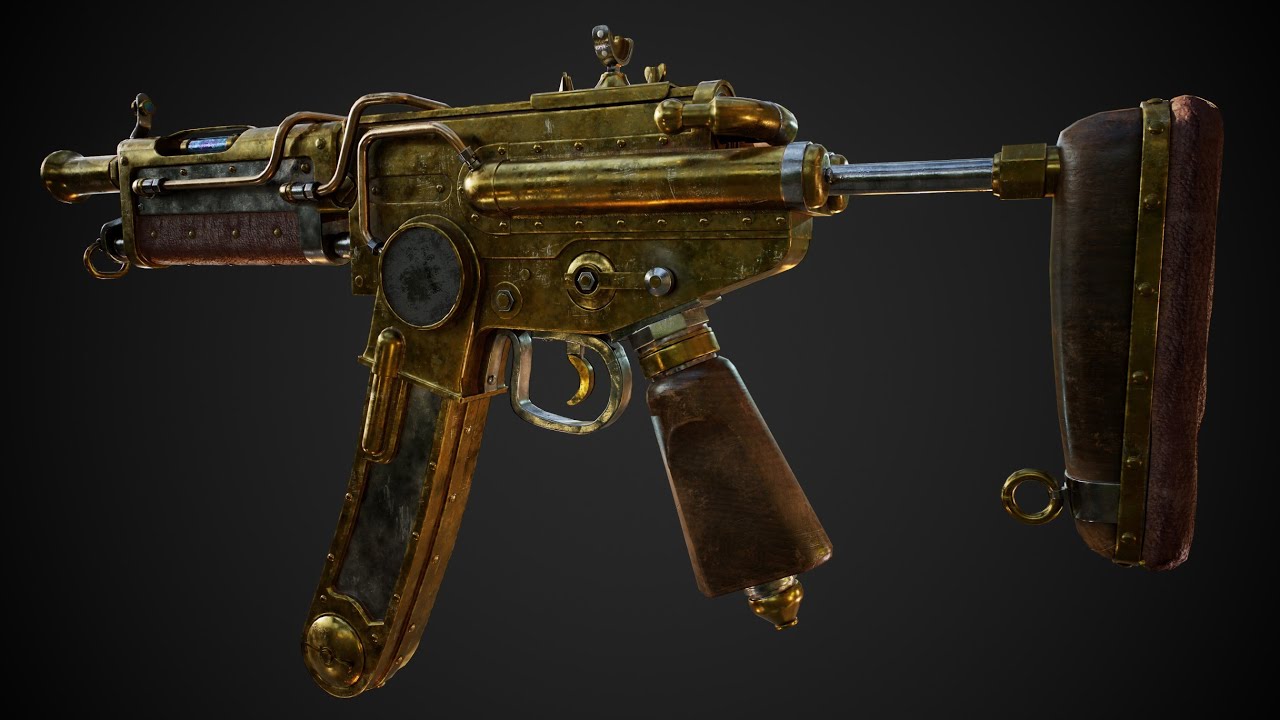 SMG Steampunk 3D Model - YouTube