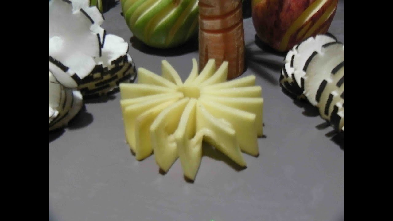 Carving potato, pomme de terre en spirale carré - YouTube