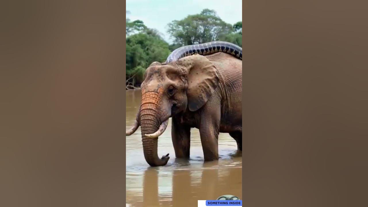 Giant python trying to swallow elephant in park - YouTube