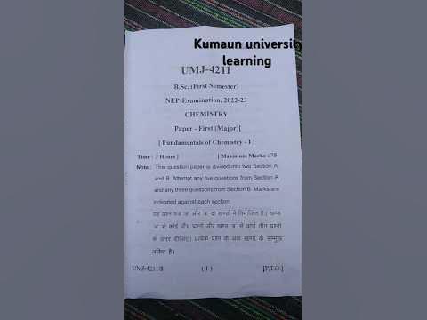 Bsc 1 semester chemistry paper NEP- 2023 ( Kumaun University) - YouTube