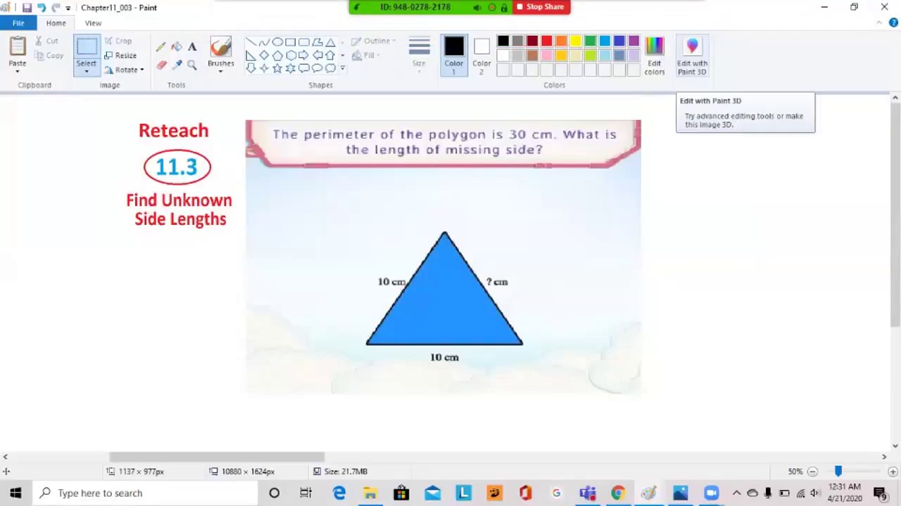 GoMath 3rd Grade - 11.3 Find Unknown Side Lengths Reteach - YouTube