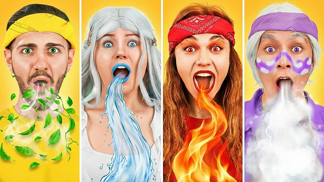 Four Elements, One Mermaid! Real-Life Element Makeovers Gone Wild - YouTube