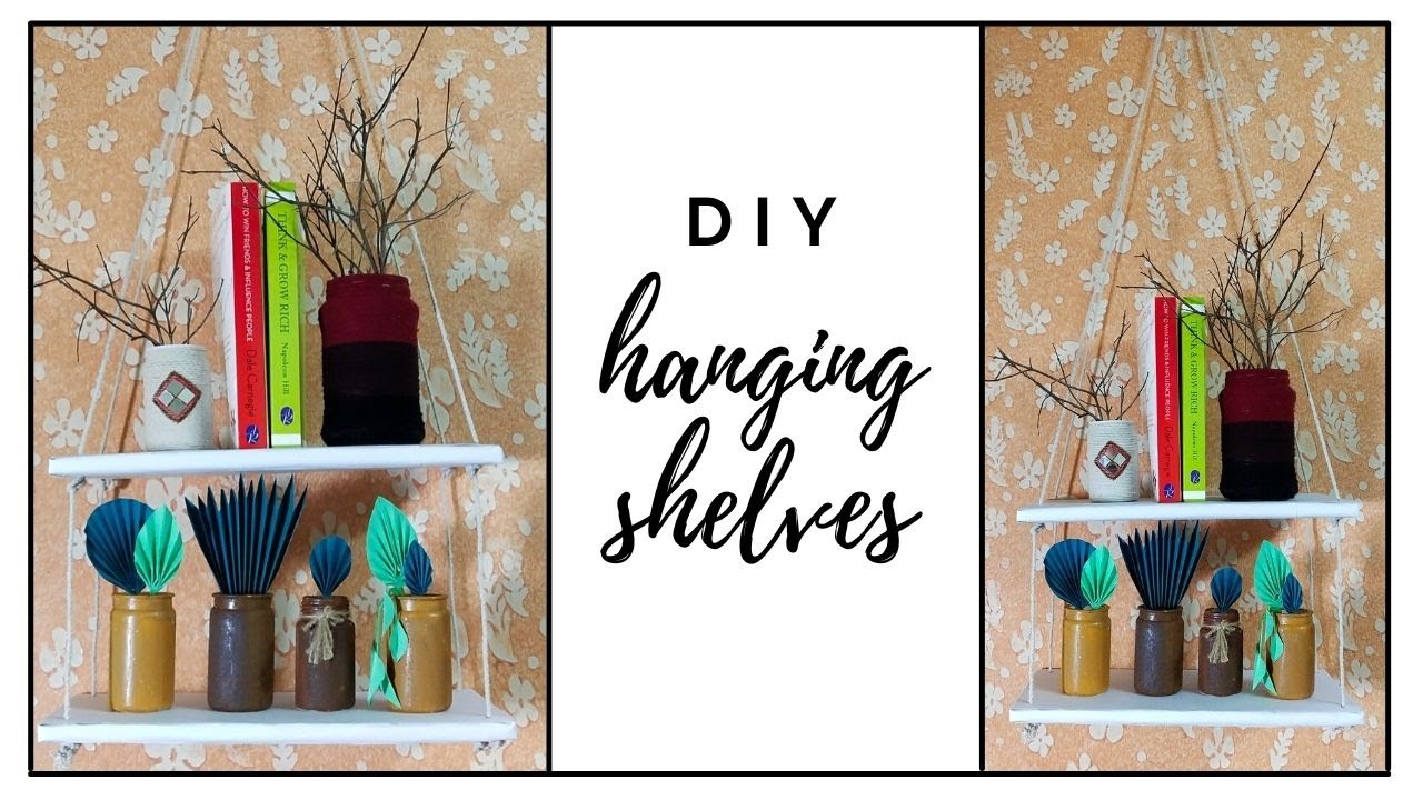 Hanging Rope Shelf with Cardboard | easy room decor | best out of waste ...