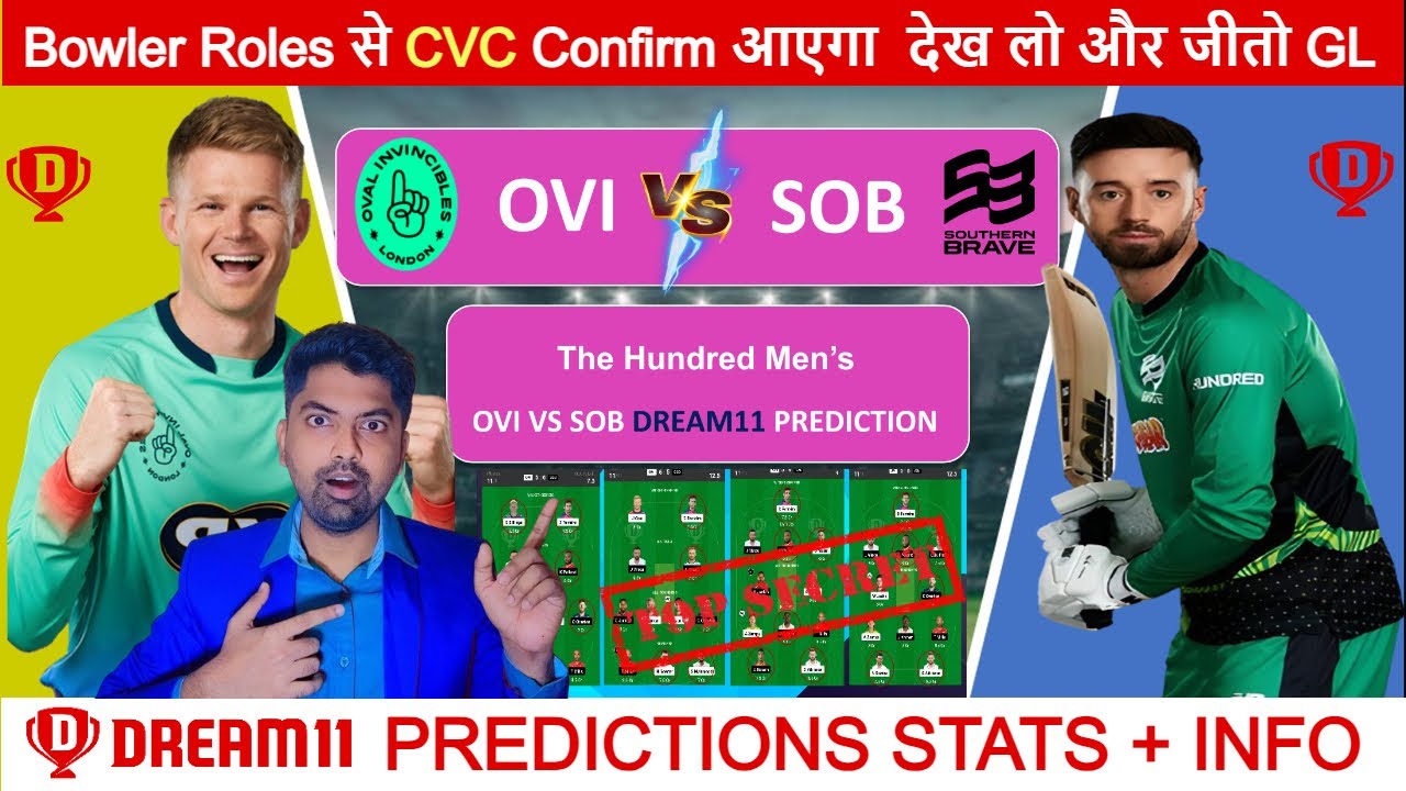 OVI vs SOB Dream11 Prediction | Oval Invincible VS Southern Brave ...