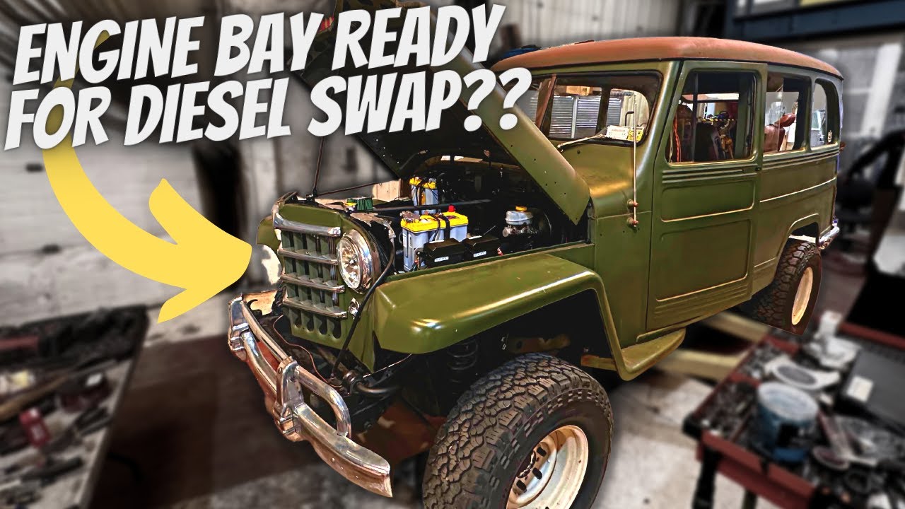 Willys Wagon Chassis Swap To Jeep TDI Diesel Wrangler! Engine Bay Ready ...