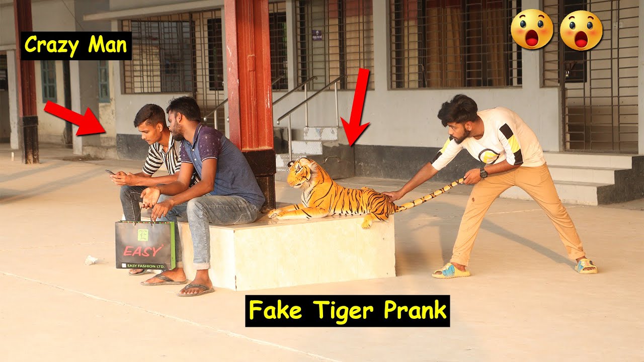 Fake Tiger Vs Crazy Man Prank Video!! So Funny Man REACTION With Fake ...