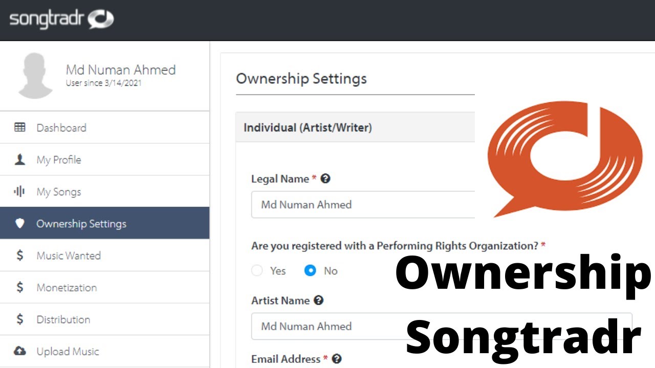 Songtradr Tutorial - How to set up ownership Songtradr | Songtradr Add ...