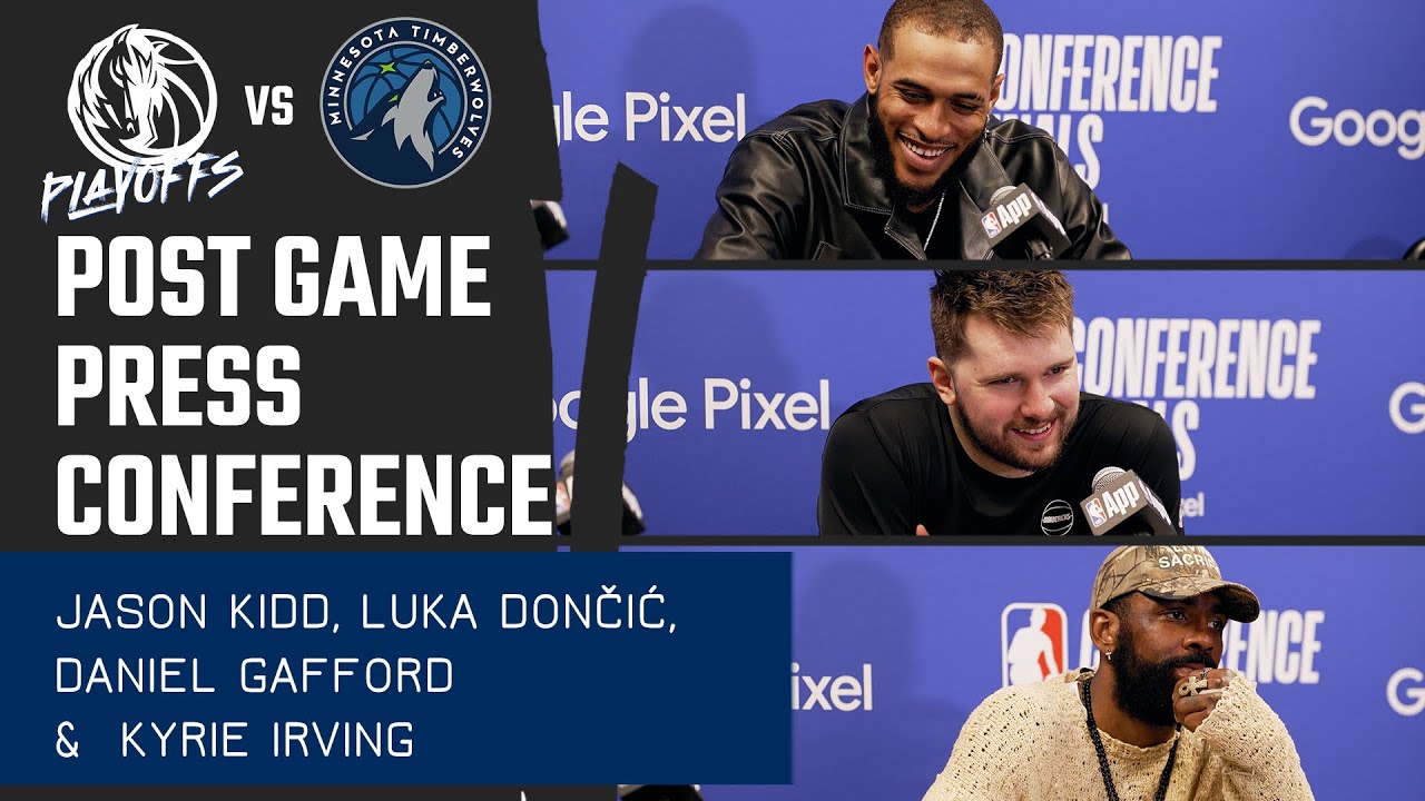Post Game West Conf. Finals R3G2 | Coach Kidd, Luka Doncic, Daniel ...