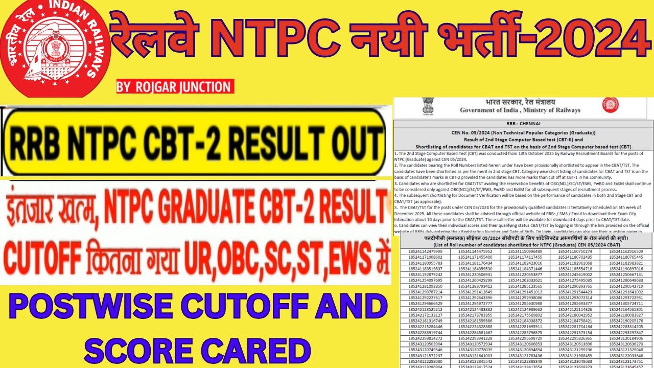 RRB NTPC CBT-2 RESULT |इंतजार खत्म आ गया RESULT,CUTOFF HIGH गया | POST ...