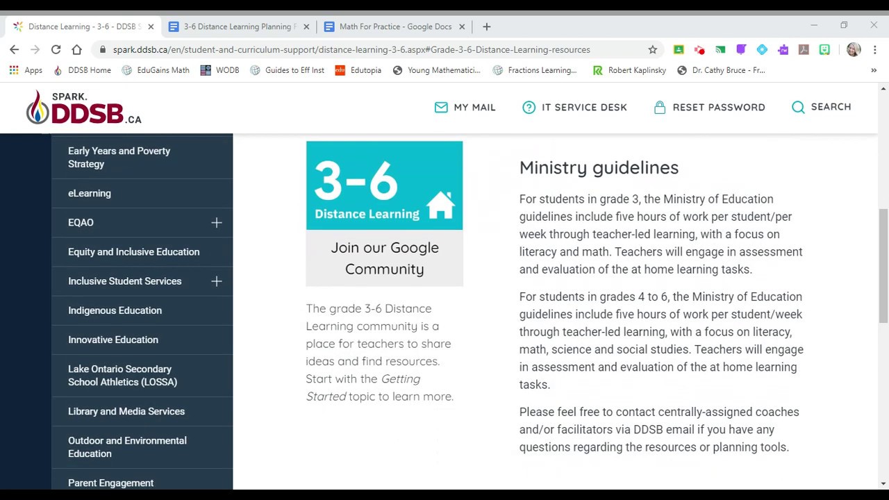 Grades 3-6 Distance Learning on DDSB Spark - Part 2 - YouTube