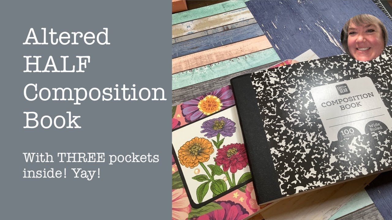 Altered Half-Composition Book with THREE pockets inside! - YouTube