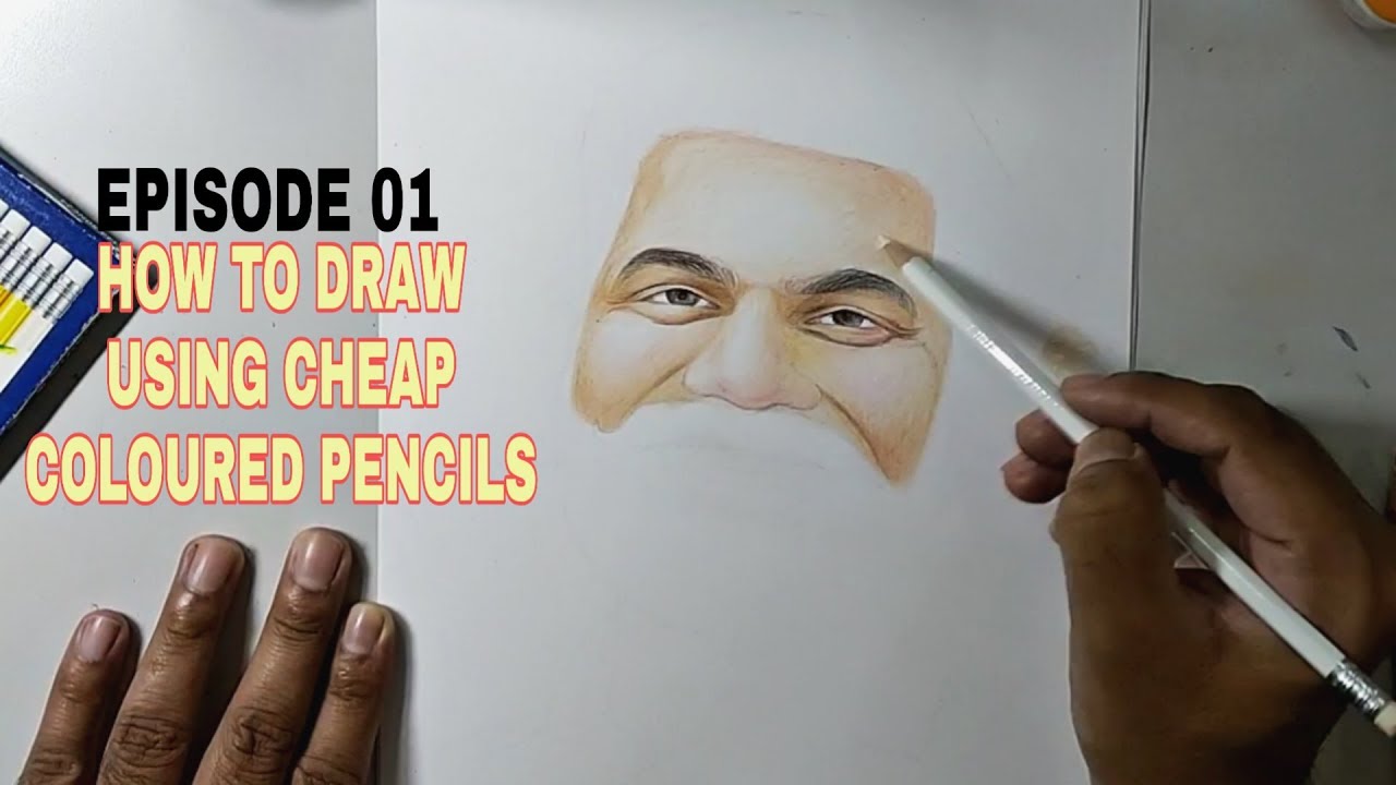 How to draw face using cheap coloured pencils episode 01 Drawing ...