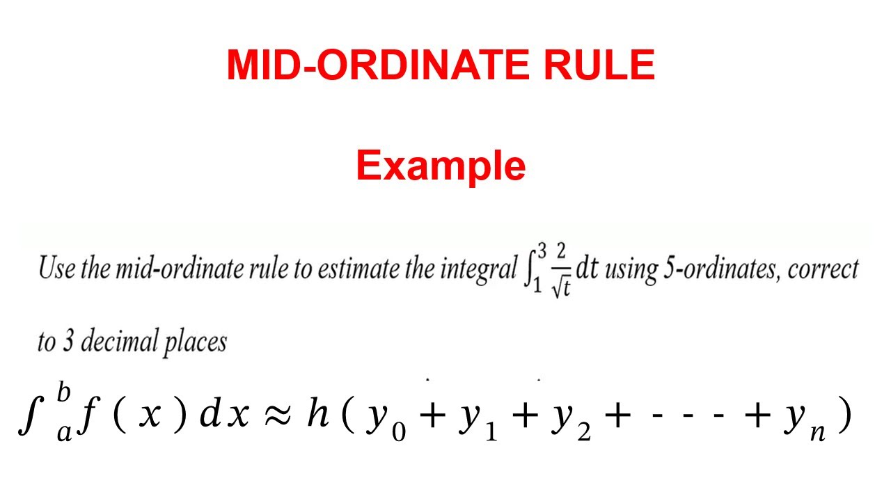 Mid-ordinate rule example || numerical integration || area under curve ...