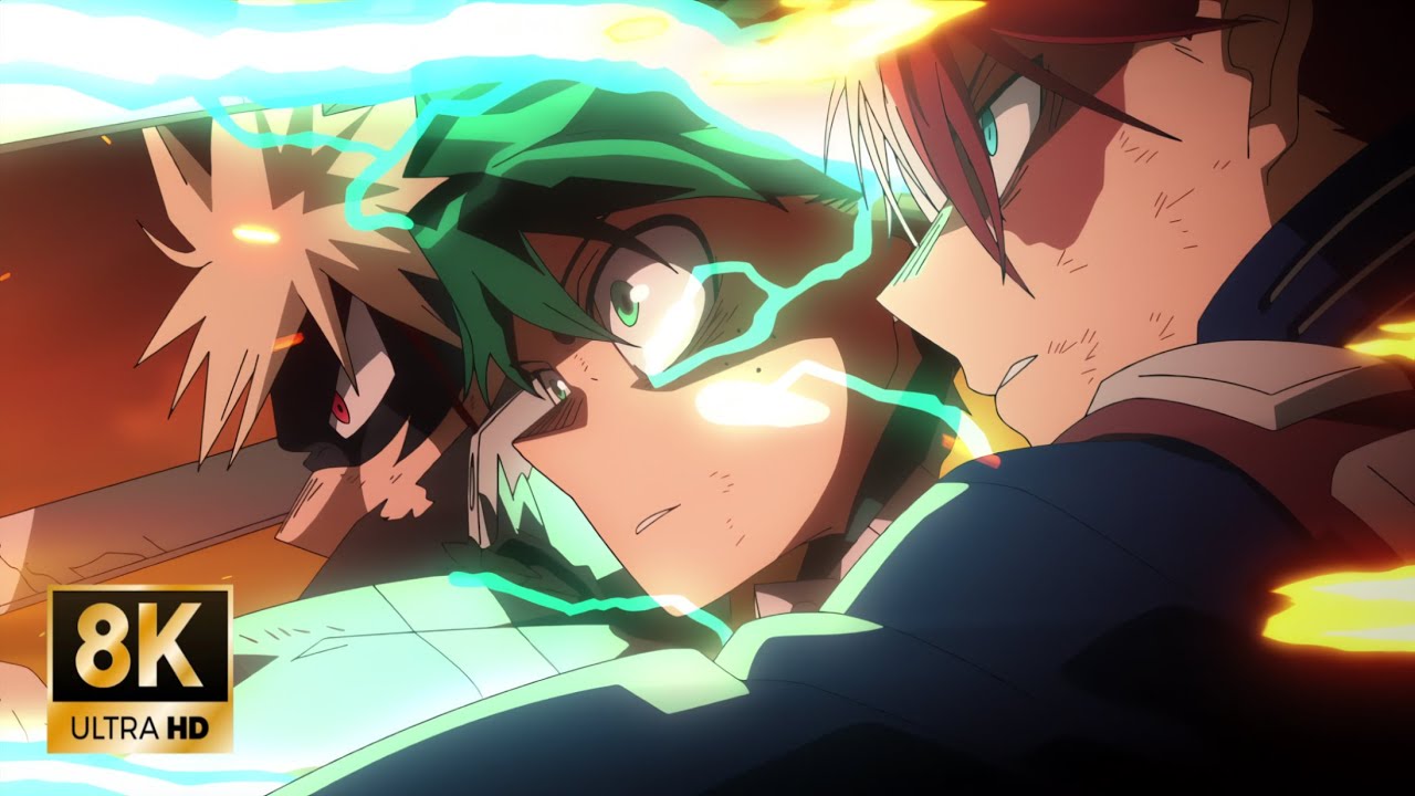 Deku, Todoroki, and Bakugo vs Dark Might 4K Sakuga - MHA Movie 4 You're ...