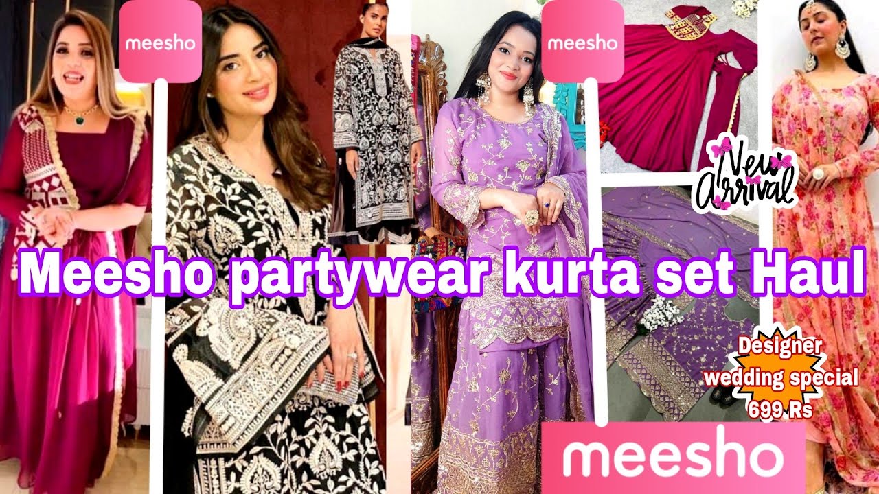 😍👗||Meesho Haul||Meesho partywear kurta set/👗Designer gowns/sharara set ...