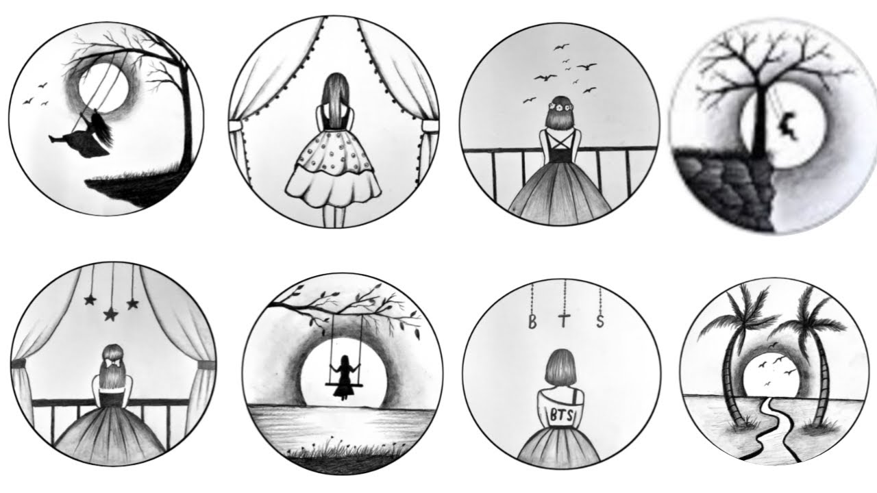 8 easy drawing ideas | How to make easy drawing with pencil | Pencil ...