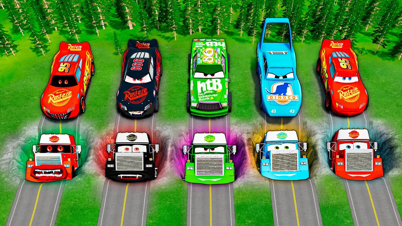 Mega Pixar Cars Pit Transform McQueen and Friends Into Mack truck Pixar ...