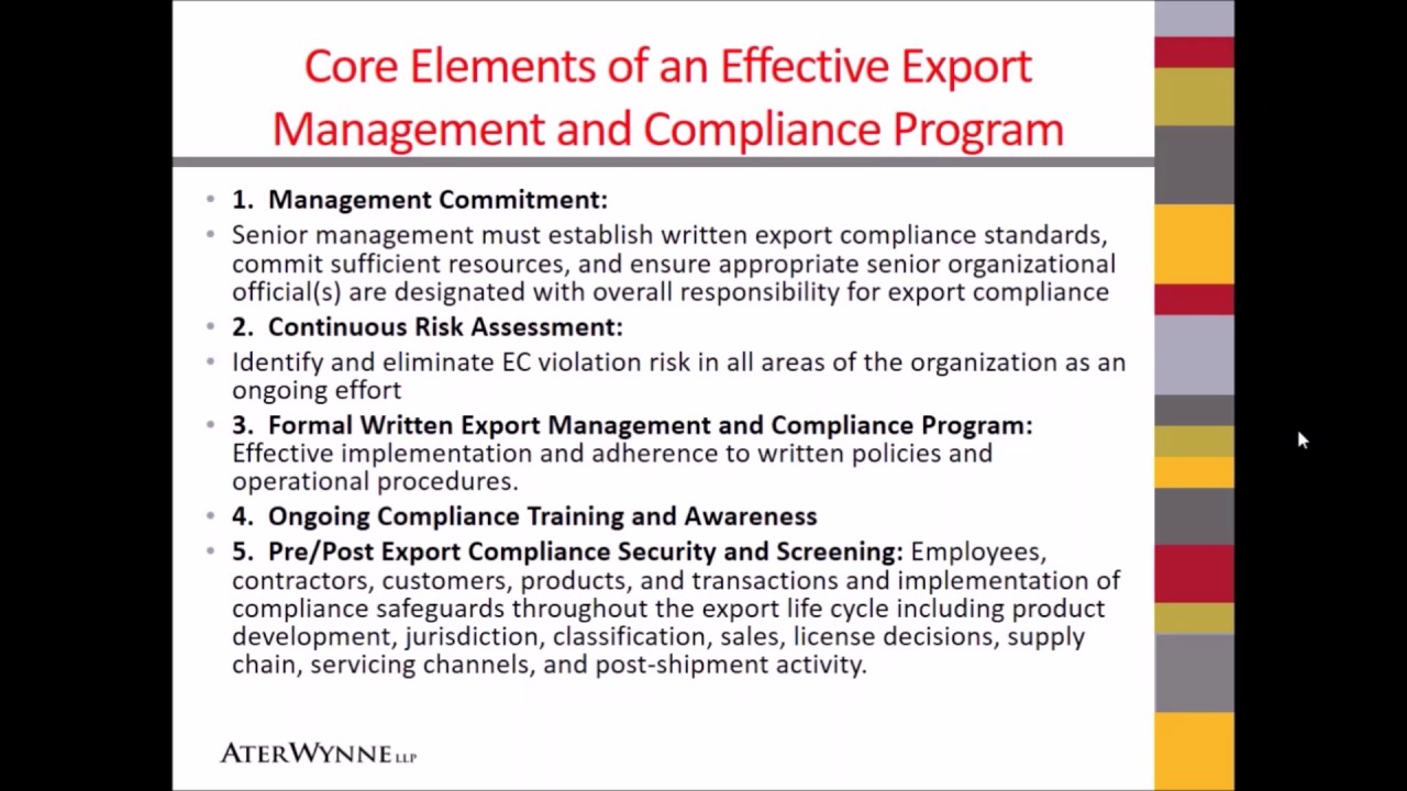 7 Managing an Export Controls Compliance Program - YouTube