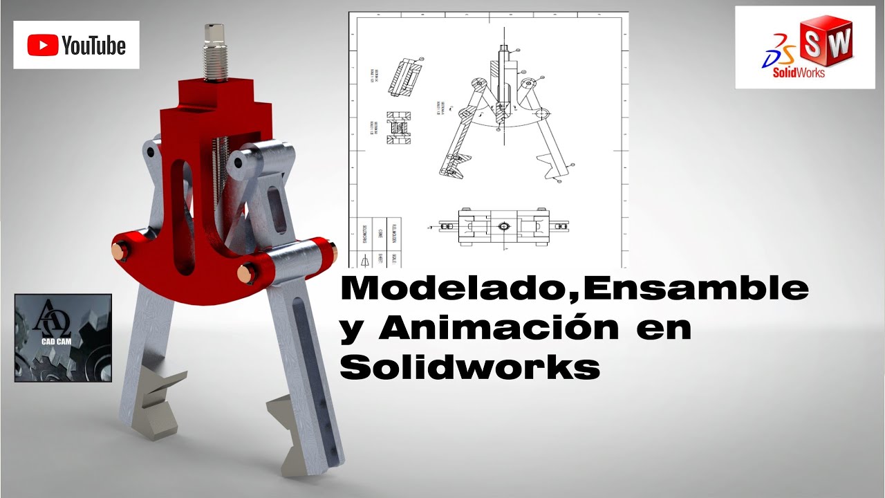 Modelado y ensamble Gripper en Solidworks - YouTube