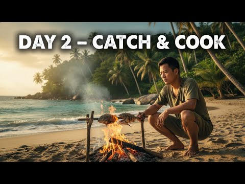 “Day 2 – Catch and Cook on a Tropical Island Real Primitive Survival in ...