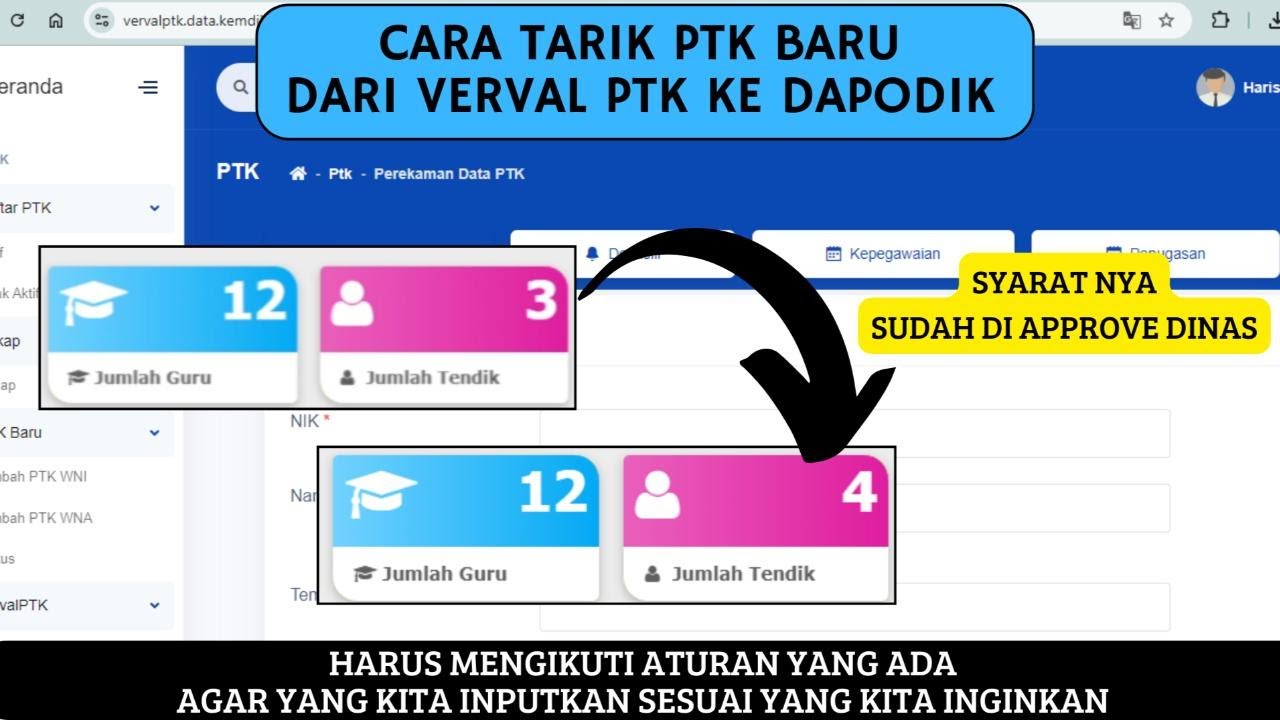 CARA TARIK PTK BARU DARI VERVAL PTK KE DAPODIK - YouTube