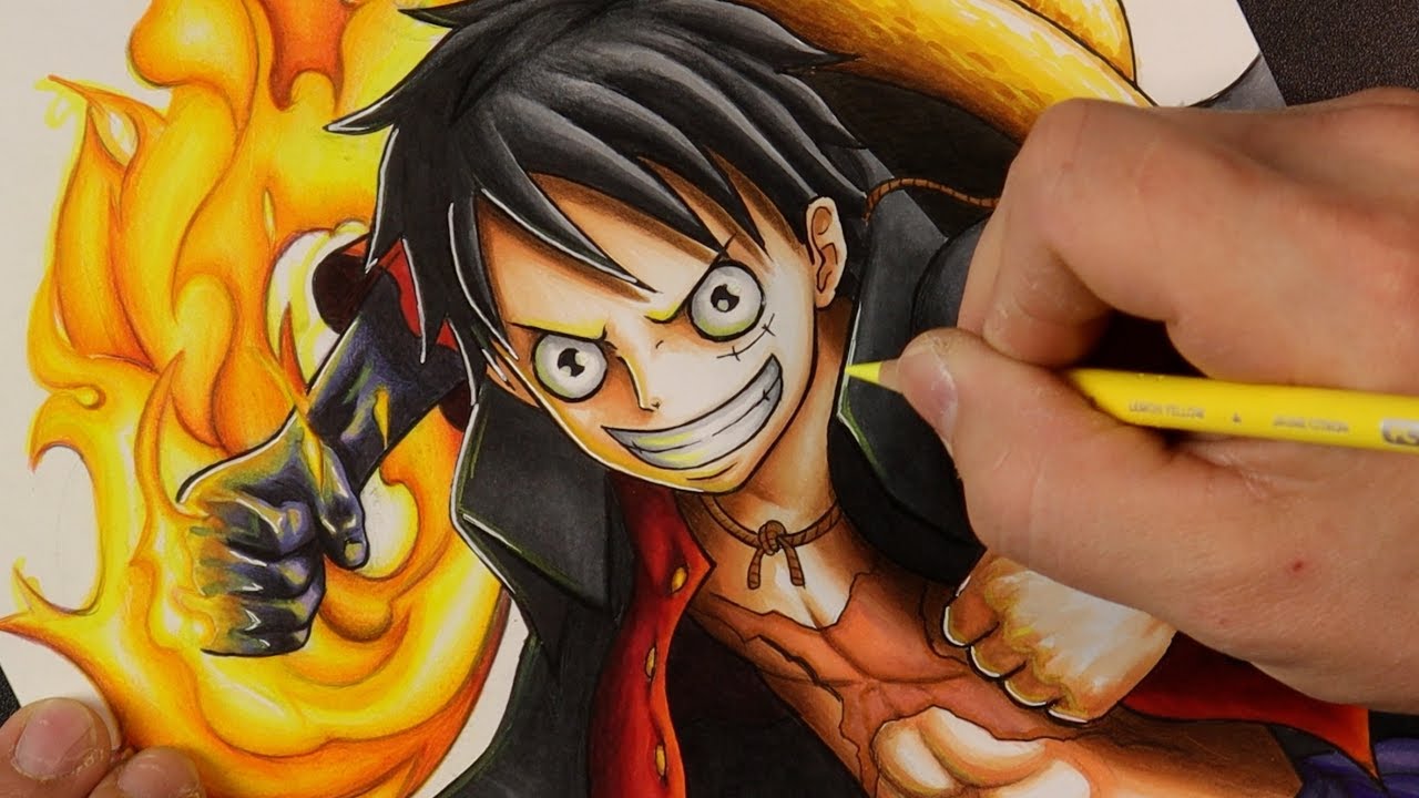 Drawing Pirate King Luffy - One Piece - YouTube