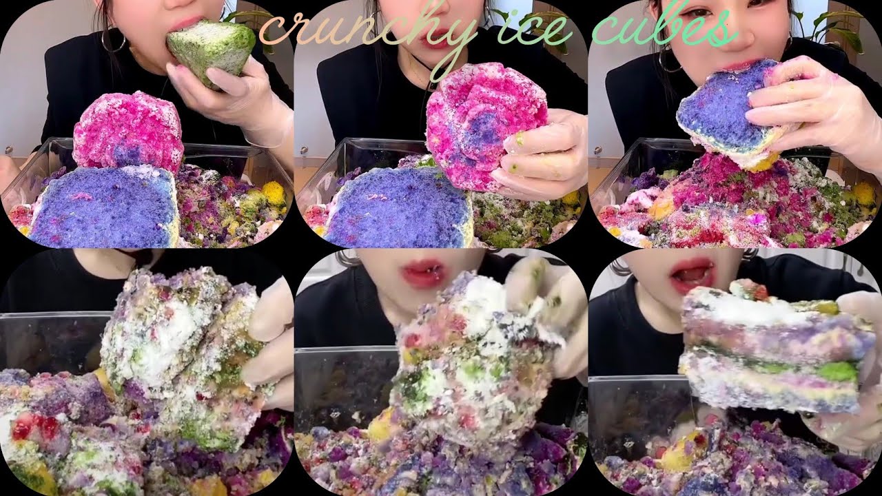 Crispy ice cubes in different colors - YouTube