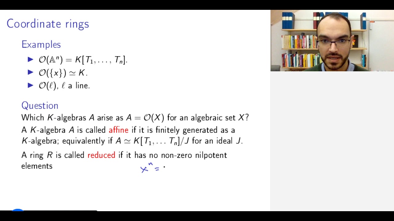 2.2 Coordinate rings (Commutative Algebra and Algebraic Geometry) - YouTube