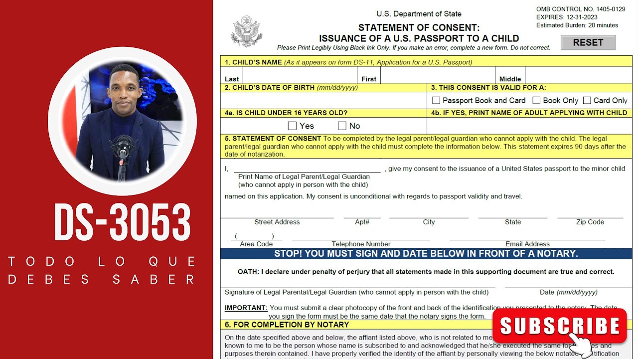 COMO AUTORIZAR PASAPORTE DE MENOR A TRAVES DE LA FORMA DS-3053 - YouTube