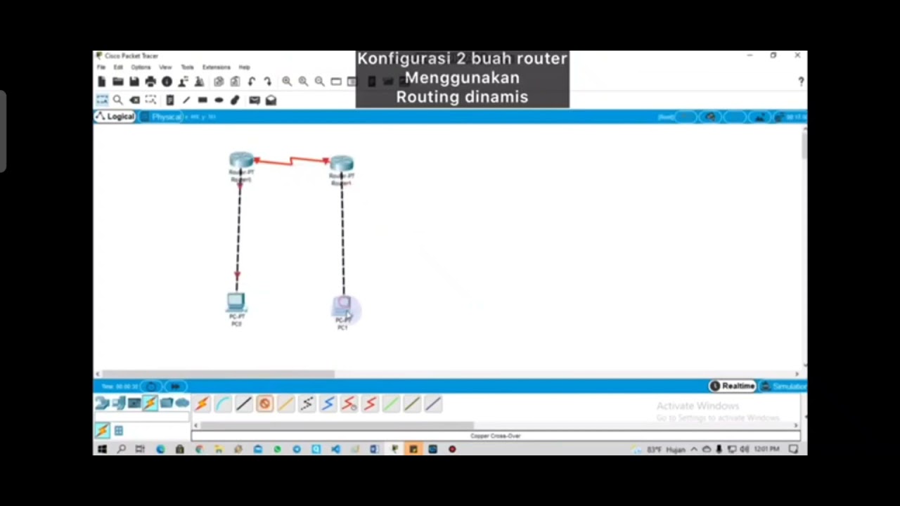 konfigurasi routing dinamis dengan 2buah router - YouTube