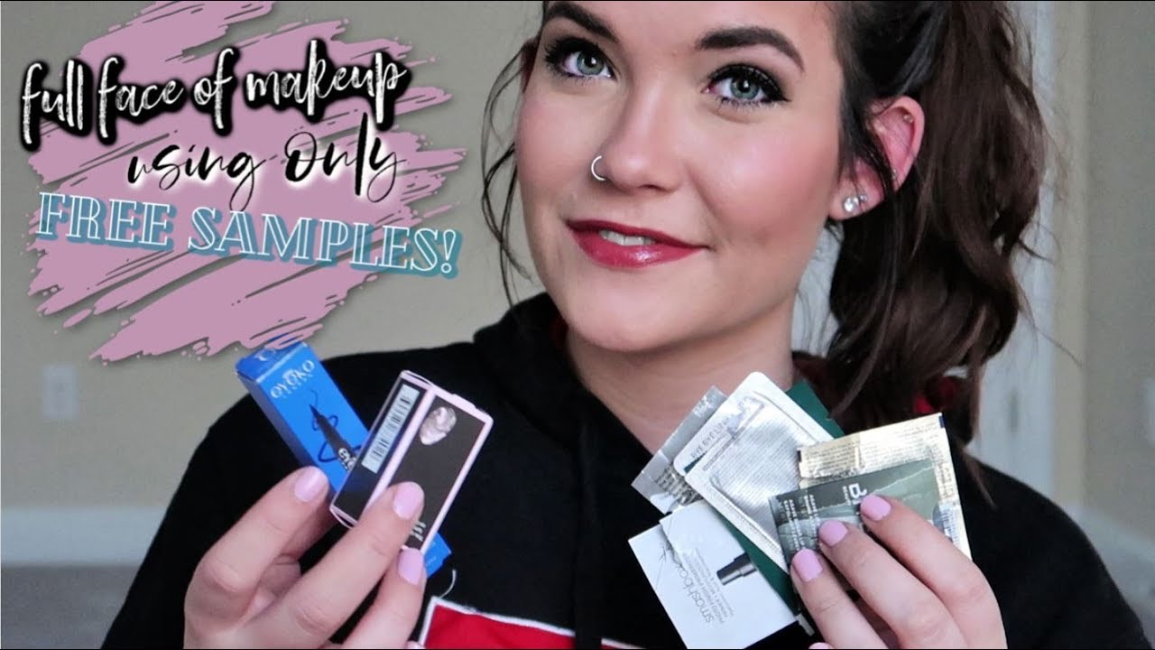 FULL FACE OF MAKEUP USING ONLY FREE SAMPLES! || - YouTube