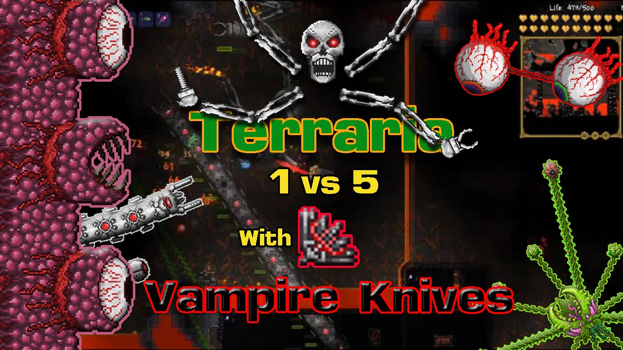 Terraria - EPIC BOSS FIGHT 1 vs 5 With Vampire Knives [Re-Upload] - YouTube