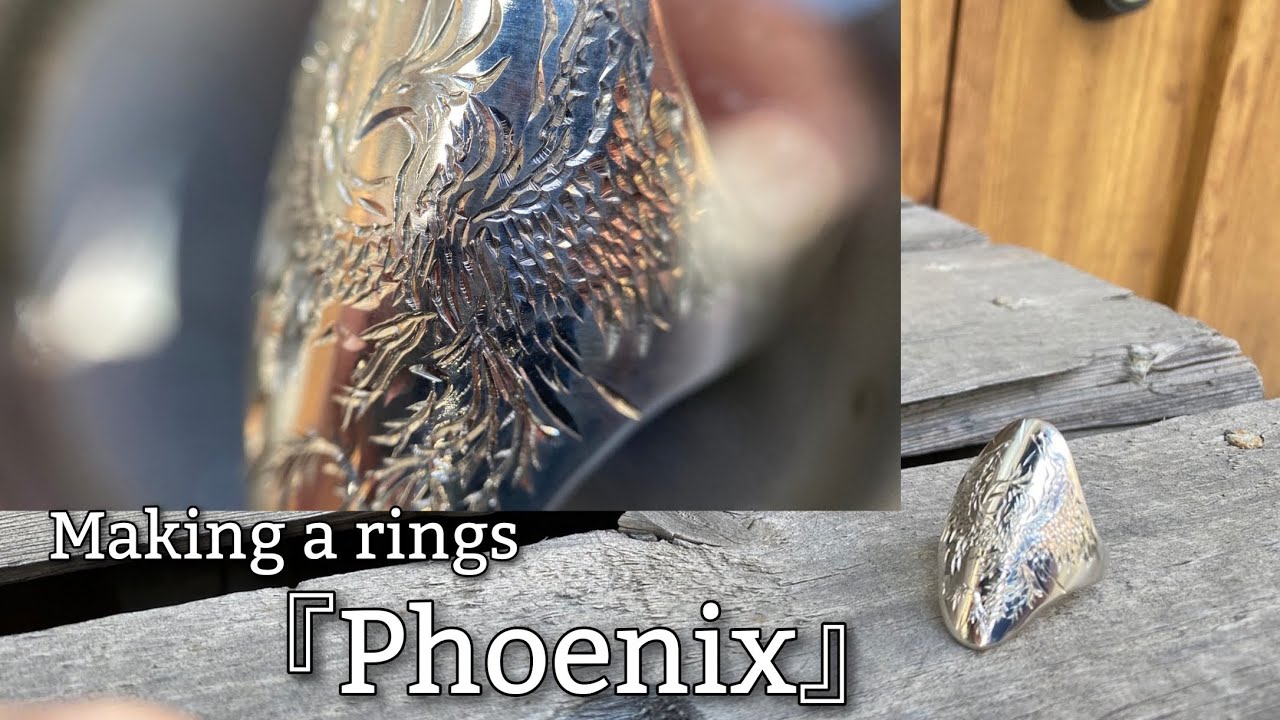 engraving "phoenix" on a handmade ring - YouTube