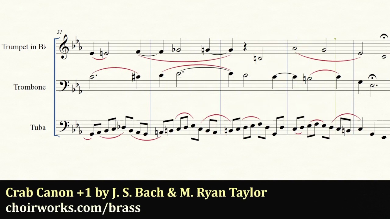 Crab Canon +1 for Brass Trio (Trumpet, Trombone, Tuba) by J.S. Bach & M ...