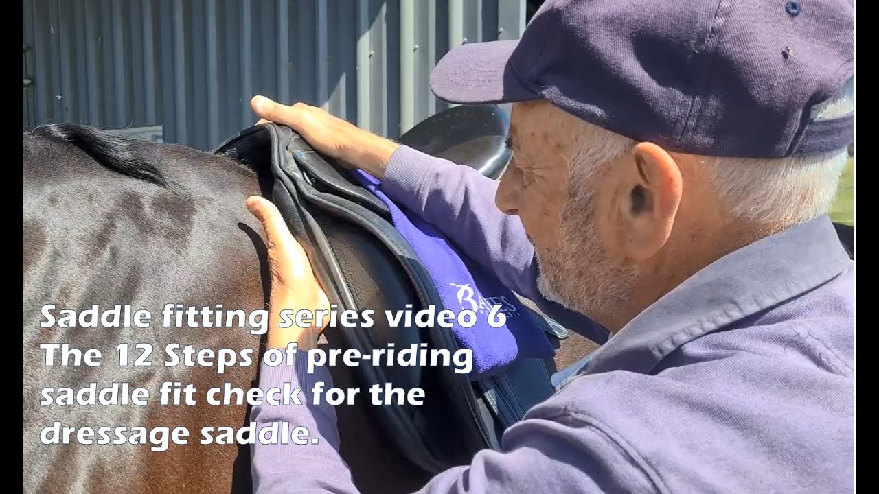 Step by step guide to fitting the dressage saddle before a rider gets up in the saddle. - YouTube