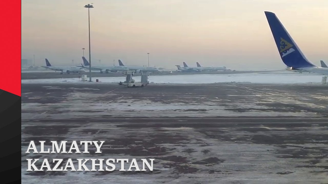 ICY Runway -25C Turbulent Takeoff from Kazakhstan - Almaty - Air Astana ...
