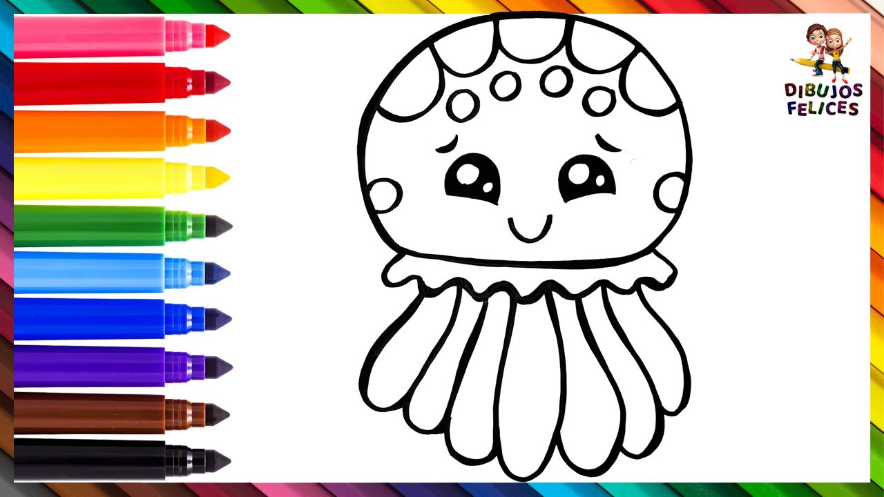 Cómo Dibujar Un Pulpo 🐙 Dibuja y Colorea Un Lindo Pulpo Arcoiris 🌈 ...