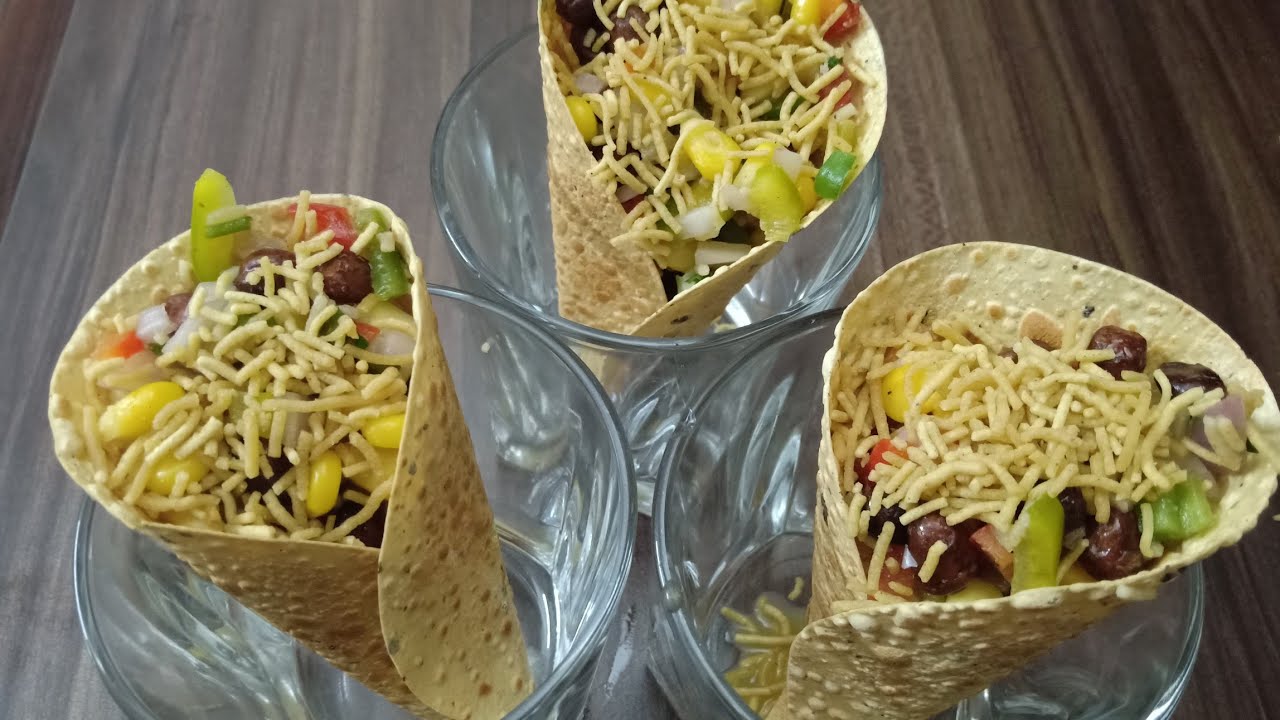Corn Chaat Papad Cones - YouTube