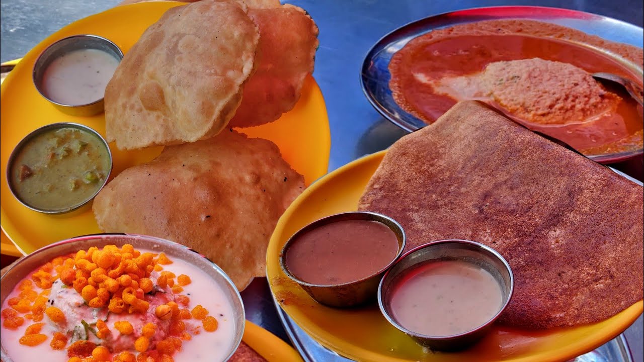 Breakfast at SLV Fast Food In Bengaluru | Puri Sabji, Dahi Vada, Masala ...