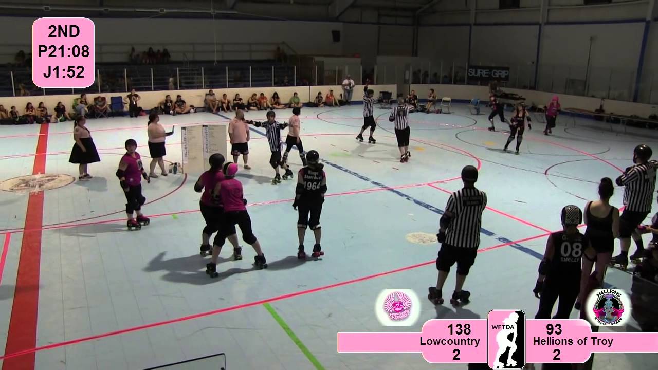 ECDX 2013: Hellions of Troy Roller Derby v Lowcountry High Rollers - YouTube