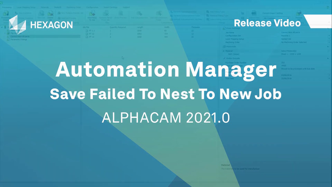 Automation Manager - Save Failed To Nest To New Job | ALPHACAM 2021 ...