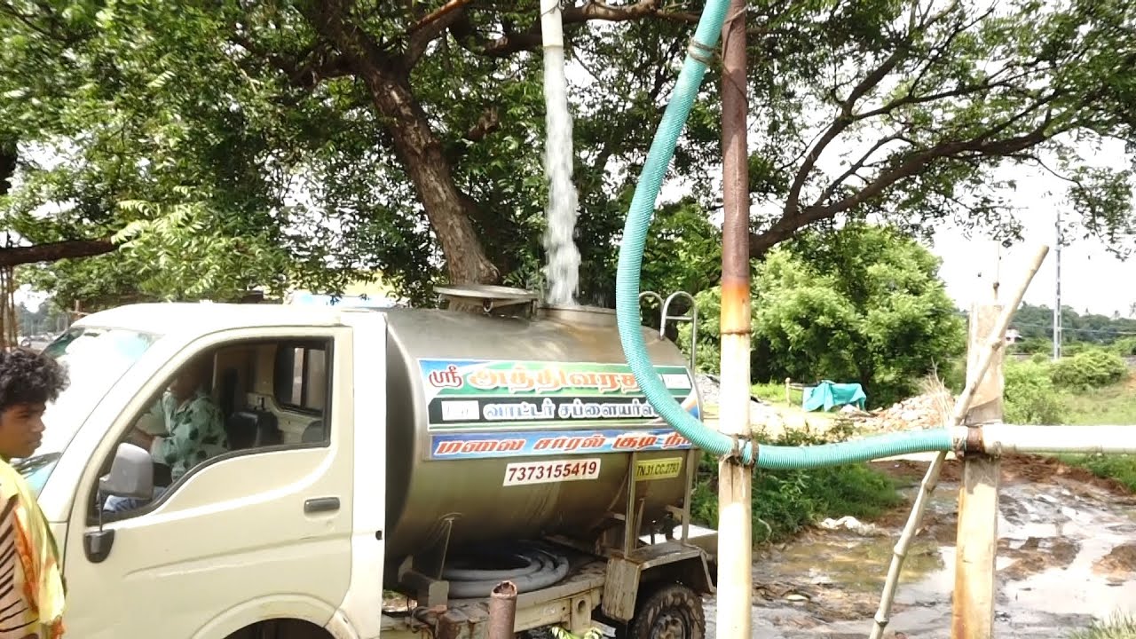TATA Ace Water Tanker and Mahindra 575 Di Tractor Water Tankers filling ...