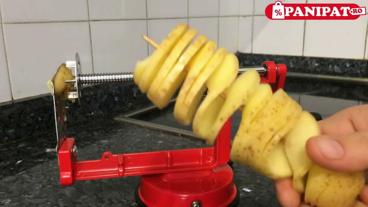 Aparat pentru taiat cartofi in spirala - YouTube