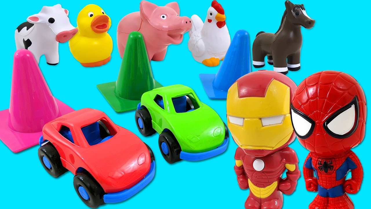 Learn Colors with Spider Man, Iron Man, Superheros, and Animals ...