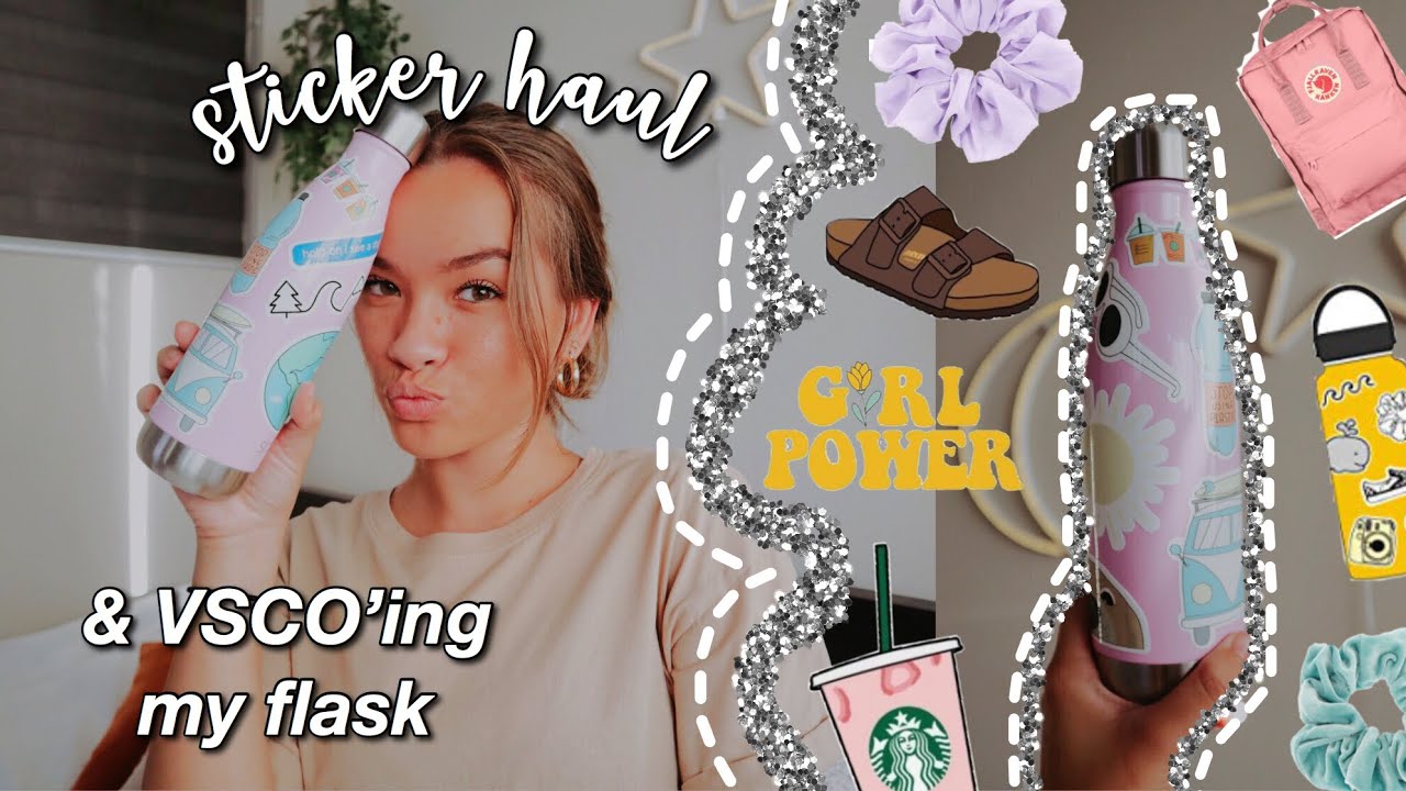 decorating my flask as a VSCO bottle + VSCO sticker haul! - YouTube