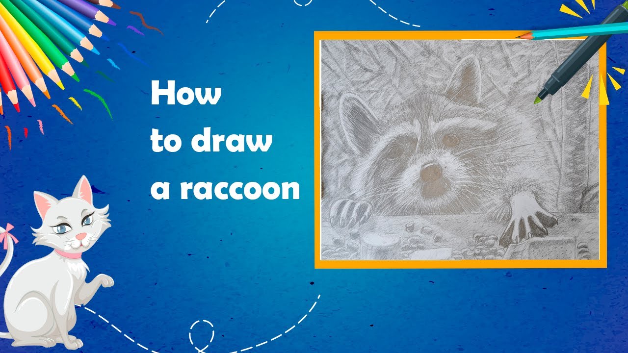 How to draw a raccoon - YouTube