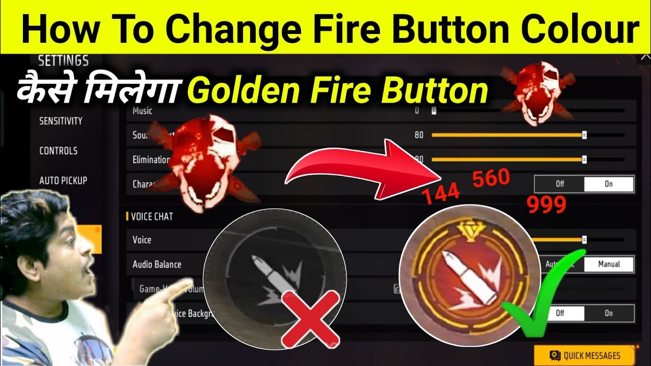 How To Change Fire Button Colour In Free Fire Max || How To Use Red ...