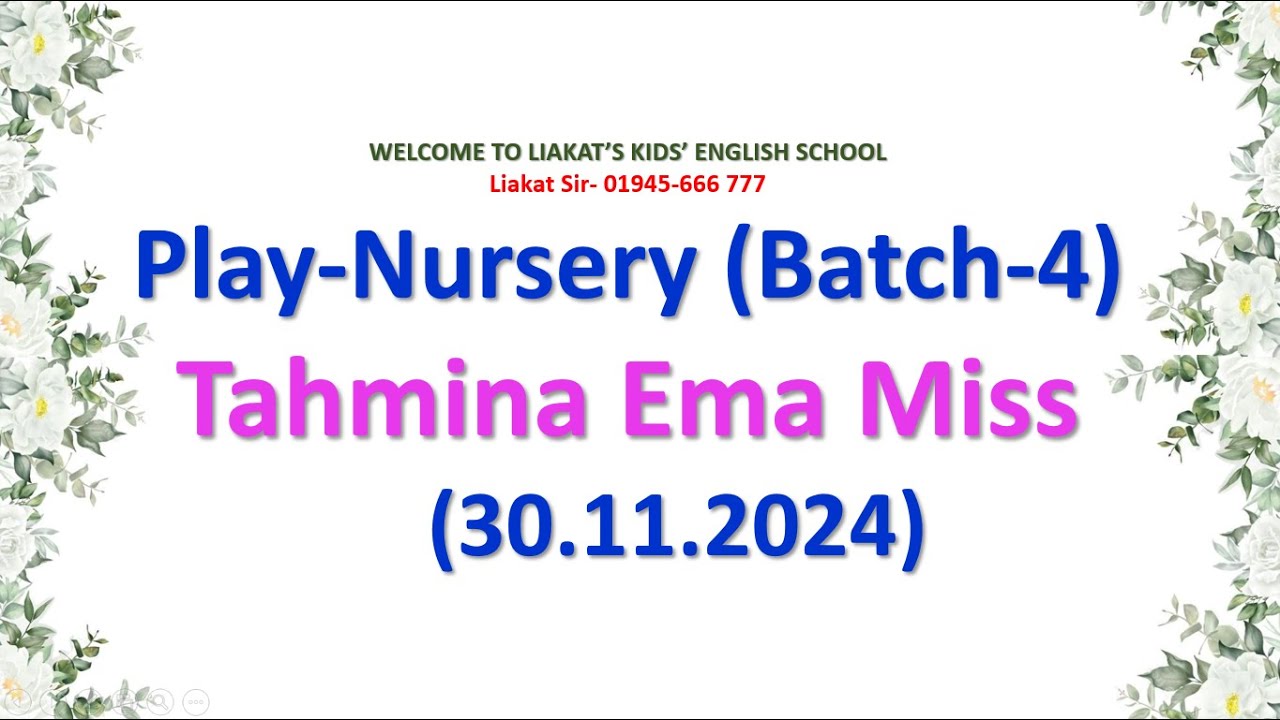 Kids Spoken English Play-Nursery (batch-4) 30/11/2024 - YouTube