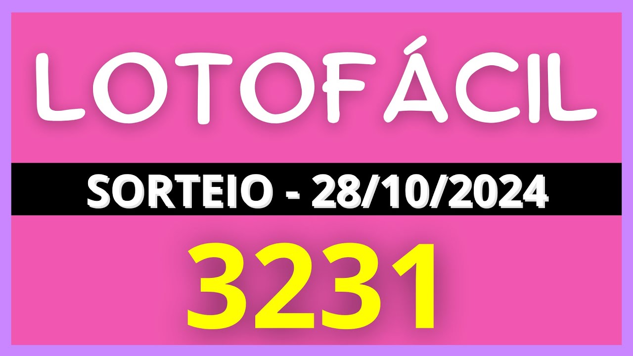 🍀 LOTOFÁCIL 28/10/2024, CONCURSO 3231 - YouTube
